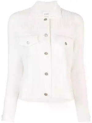 BARRIE Contrast-stitch Knitted Jacket - White