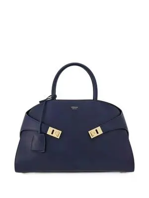 FERRAGAMO Ferragamo Hug Leather Tote Bag Blue