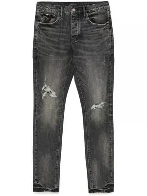 PURPLE BRAND Slim Fit Distressed Denim Jeans - Black