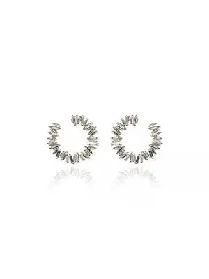 SUZANNE KALAN 18kt White Gold Mini Spiral Diamond Earrings - Silver