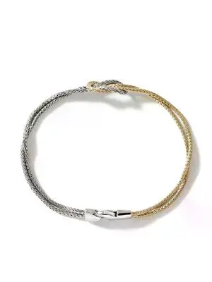 John Hardy 14kt Yellow Gold And Sterling Double-row Bracelet - Silver