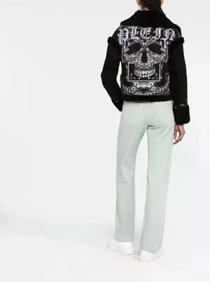 Philipp Plein Paisley Bandana Shearling Jacket - Black