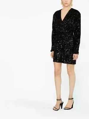 ROTATE BY BIRGER CHRISTENSEN Sequin-embellished Wrap Minidress