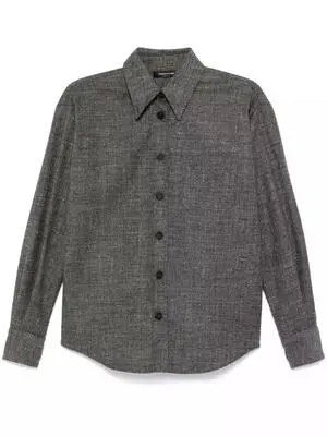 Fabiana Filippi Tweed Shirt With Beaded Trim - Grey