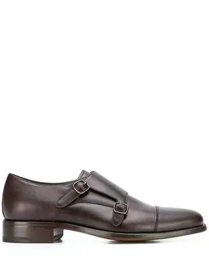 SCAROSSO Double Monk Strap Shoes - Brown