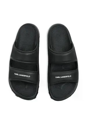 Karl Lagerfeld Logo Print Slip-on Slides - Black