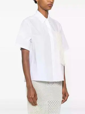 SLOWEAR Poplin Shirt With Crochet Panelling