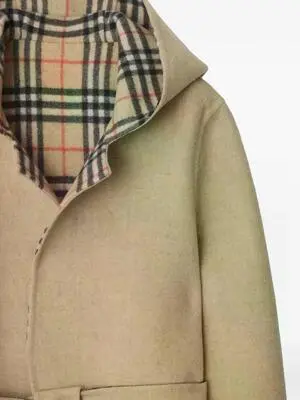 Burberry Reversible Wool Wrap Coat With Signature Check