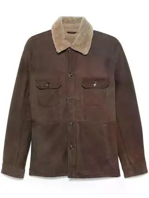 BARBA NAPOLI Suede Shearling Collar Jacket