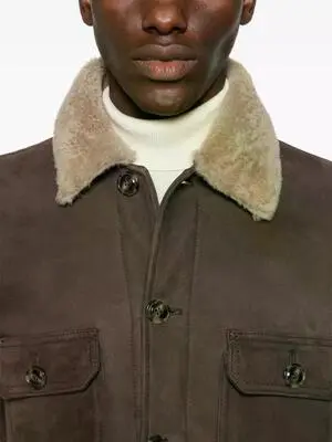 BARBA NAPOLI Suede Shearling Collar Jacket