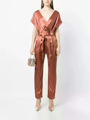 Michelle Mason Draped V-neck Silk Top - Brown