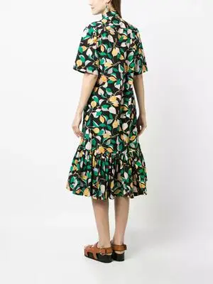 La DoubleJ Orchard Print Shirt Midi Dress