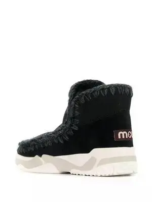 Mou Crochet Stitch-trim Boot Sneakers - Black