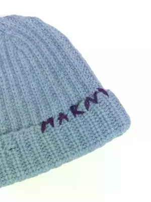 Marni Logo-embroidered Wool Beanie - Blue
