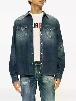 Dsquared2 Long-sleeve Ripped-detail Denim Shirt
