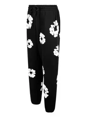 DENIM TEARS Cotton Wreath-print Track Pants - Black