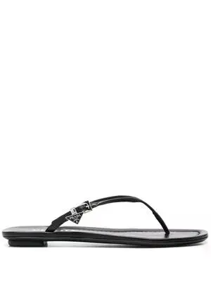 Prada Enamel Triangle-logo Thong Sandals