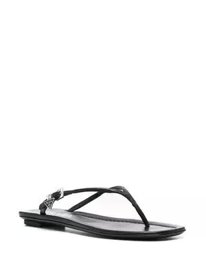 Prada Enamel Triangle-logo Thong Sandals