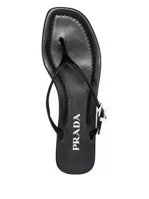 Prada Enamel Triangle-logo Thong Sandals