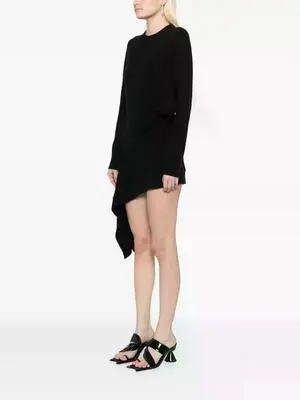 Rokh Wool Asymmetric Knitted Dress With Tie Detail