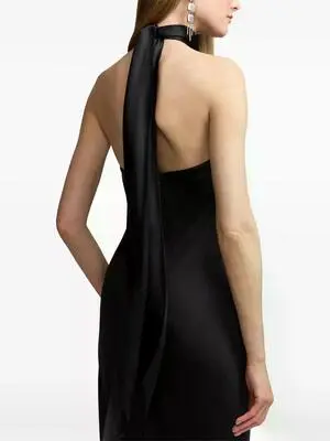 Ralph Lauren Satin Sleeveless High Neck Gown - Black