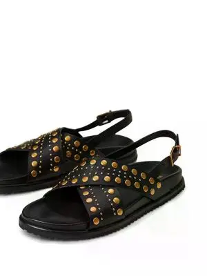 TWINSET Crossover Strap Sandals With Gold-tone Studs