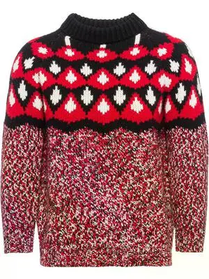 Prada Patterned Jacquard Knit Jumper - Red
