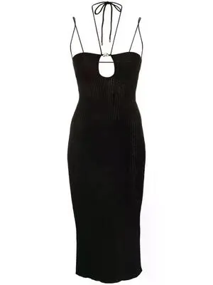 Blumarine Logo-plaque Ribbed Dress - Black