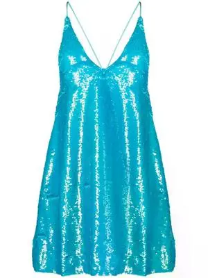 GANNI Sequin Slip Mini Dress - Blue