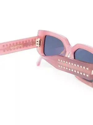 Valentino Garavani Studded Rectangular Frame Sunglasses