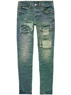 PURPLE BRAND Low-rise Distressed Skinny Jeans - Blue