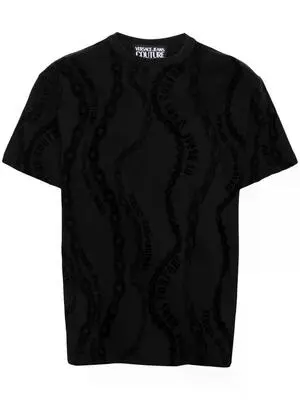 Versace Flocked-logo Cotton T-shirt - Black