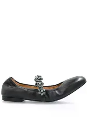 STUART WEITZMAN Rhinestone Embellished Ballet Flats - Black