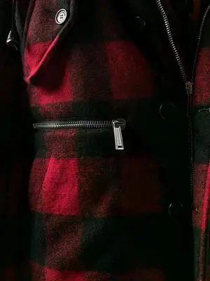 Dsquared2 Checked Single-breasted Coat With Drawstring Hood