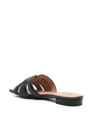 BIBI LOU Holly Cut-out Detail Leather Flat Sandals - Black