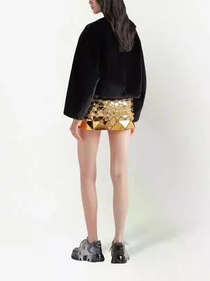 Prada Faux Fur Triangle Logo Jacket