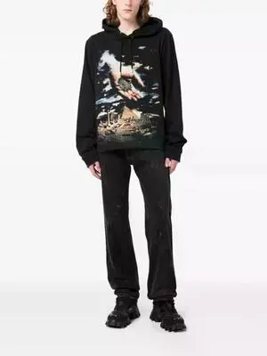 Rabanne Graphic Print Hoodie - Black