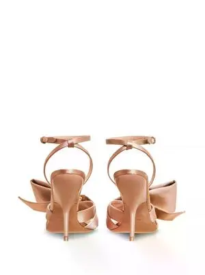 FERRAGAMO 105mm Asymmetric Bow Satin Sandals - Neutrals