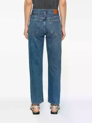 ANINE BING Logo-patch Boyfriend Jeans In Marine