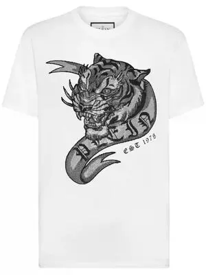 Philipp Plein Ss Tattoo Tiger-print T-shirt - White