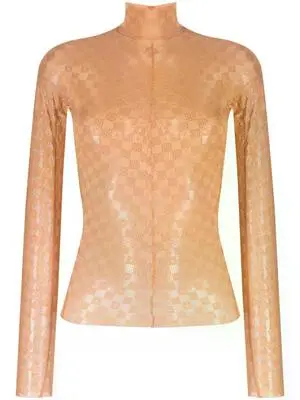 FORTE_FORTE Lace Detail High Neck Top - Neutrals