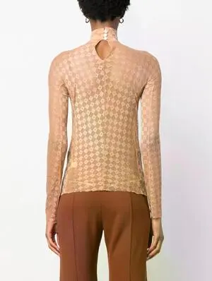 FORTE_FORTE Lace Detail High Neck Top - Neutrals