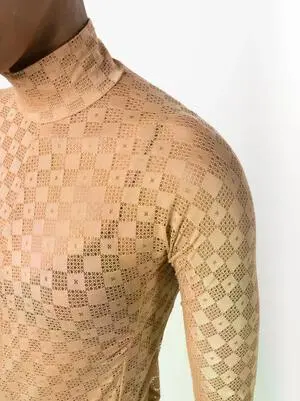 FORTE_FORTE Lace Detail High Neck Top - Neutrals