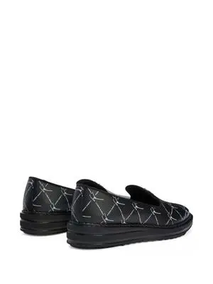 GIUSEPPE ZANOTTI Leather Tim Logo-lettering Loafers - Black