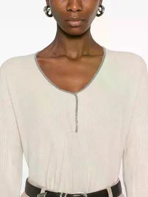 Brunello Cucinelli Cashmere English Ribbed V-neck Sweater