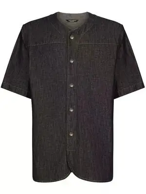 Dolce & Gabbana Logo-embroidered Denim Shirt - Black