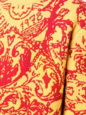 Philipp Plein Skull Intarsia Knit Jumper - Yellow