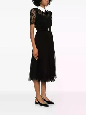 NISSA Lace-detailed Silk Midi Dress