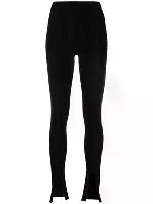 AERON Rib-knit Trousers With Slit Detail - Black