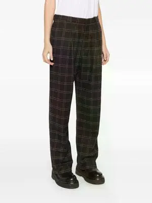 R13 Coffee Plaid Check Flannel Straight-leg Trousers